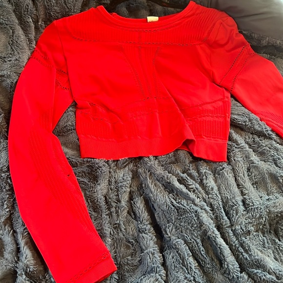 Fabletics | Tops | Fabletics Red Crop Top With Cutouts | Poshmark